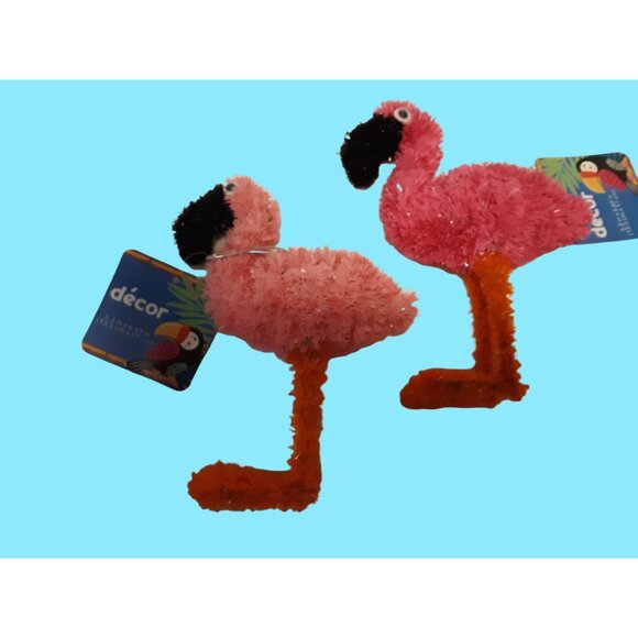 Party Supplies | Pink Flamingo Pair Light Dark Tinsel Figure Decoration ...